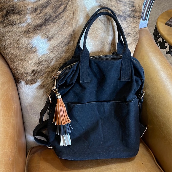 ASOS | Bags | Asos Black Canvas Totebackpack | Poshmark
